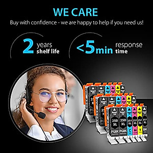 Smart Ink Compatible Ink Cartridge Replacement for Canon PGI 250 PGI-250 XL CLI 251 CLI-251 (6PGBK &3BK/C/M/Y 18 Pack Combo) for Pixma MG5420 MG5422 MG5520 MG5522 MG5620 MG6620 iP7220 iX6820 MX722