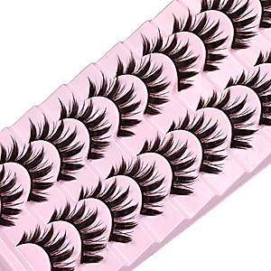 10 Pairs Anime Cosplay Lashes Spiky Manga Style Lashes Janpanese 16mm Extension Natural Manhua Doll Eye Lashes Halloween/Party Makeup Look by AUGENLI (A3)