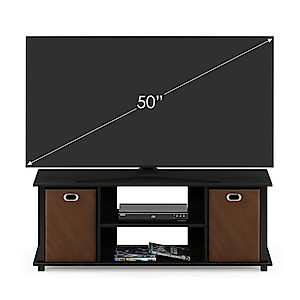 FURINNO Econ Entertainment Center, Americano/Black/Brown 42 Inch TV Size