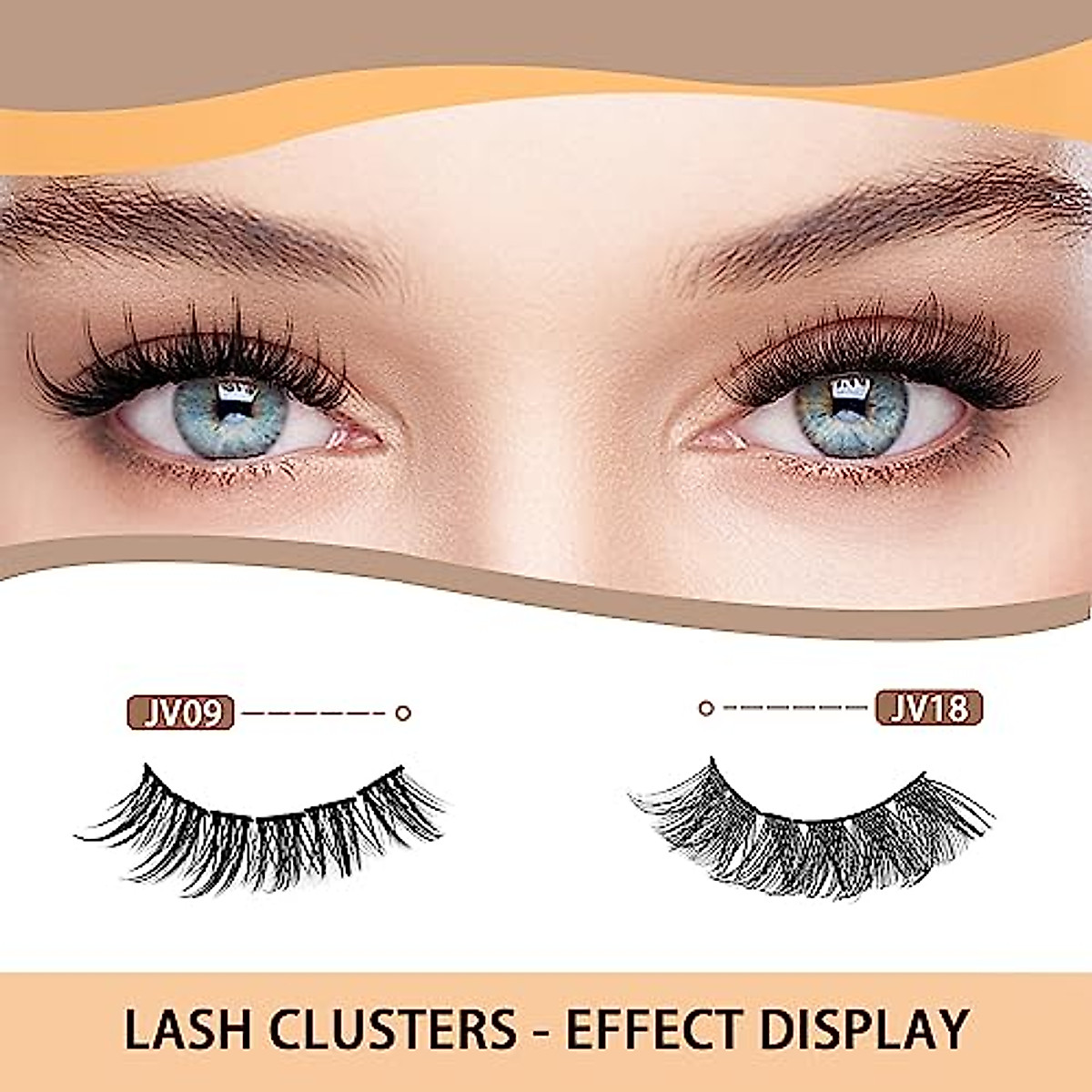 JIIVER Lash Clusters, 168pcs Eyelash Clusters D Curl Cluster Lashes Wisps, DIY Lash Extensions10-12-14-16-18mm, Volume Cluster Lashes that Look Like Extensions(JV09+18, D Mix)