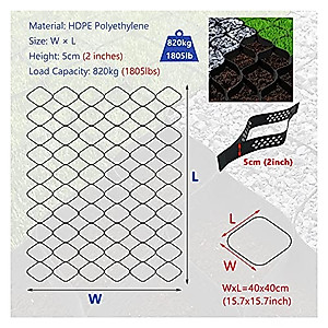 ZHOUHONG Geo Grid Ground Grid, Geo Cell Grid 2 Inch Thick, Gravel Grid HDPE Material, Ground Stabilization Grid 1885 LBS Per Sq, Tensile Strength Gravel Ground Grid for Slope Driveways, Garden