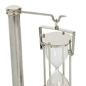 The Novogratz Brass Hourglass Sand Timer, 7" x 4" x 10", Silver