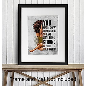 Inspirational African American Wall Art & Decor - Black Art - Encouragement Gifts for Women Woman - Uplifting Positive Quotes - Afro Girl - Motivational Posters - Bedroom Living Room Home Office