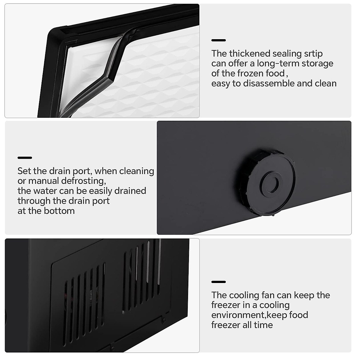 Kismile 3.5 Cubic Feet Chest Freezer with 2 Removable Baskets Free Standing Top Open Door Compact Freezer with Adjustable Temperature for Home/Kitchen/Office/Bar (3.5 Cubic Feet, Black)