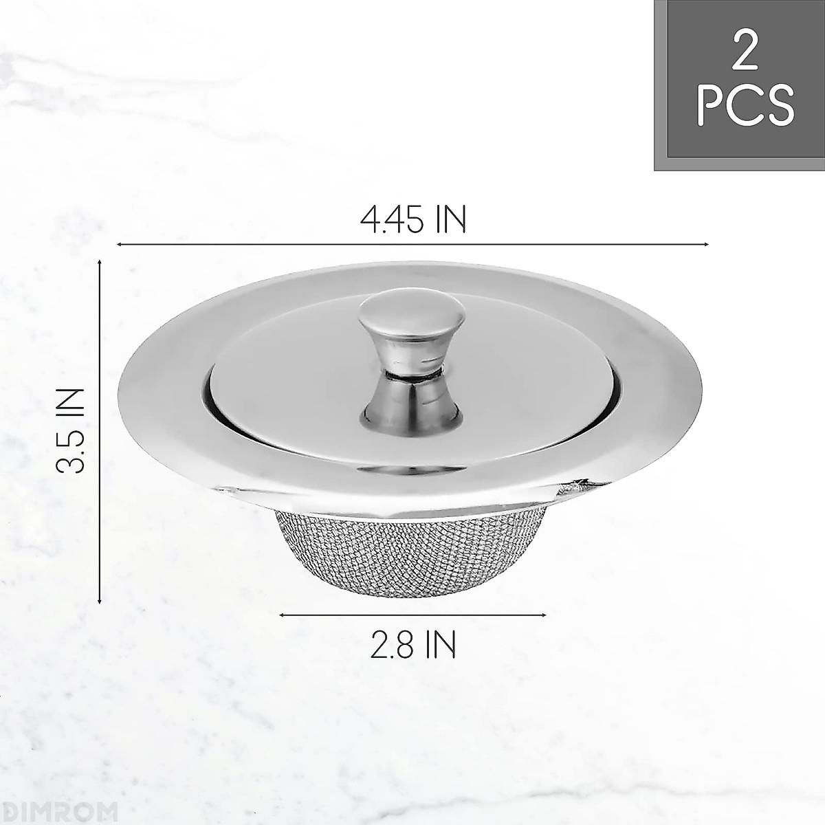 2Pcs Kitchen Sink Strainers with Lids - Stainless Steel Sink Strainer for Kitchen Sink - Hair Catcher Bathroom Sink Strainer - Anti Clogging Drain Strainer Set 4.5'' Kitchen Sink Drain Stopper Wide