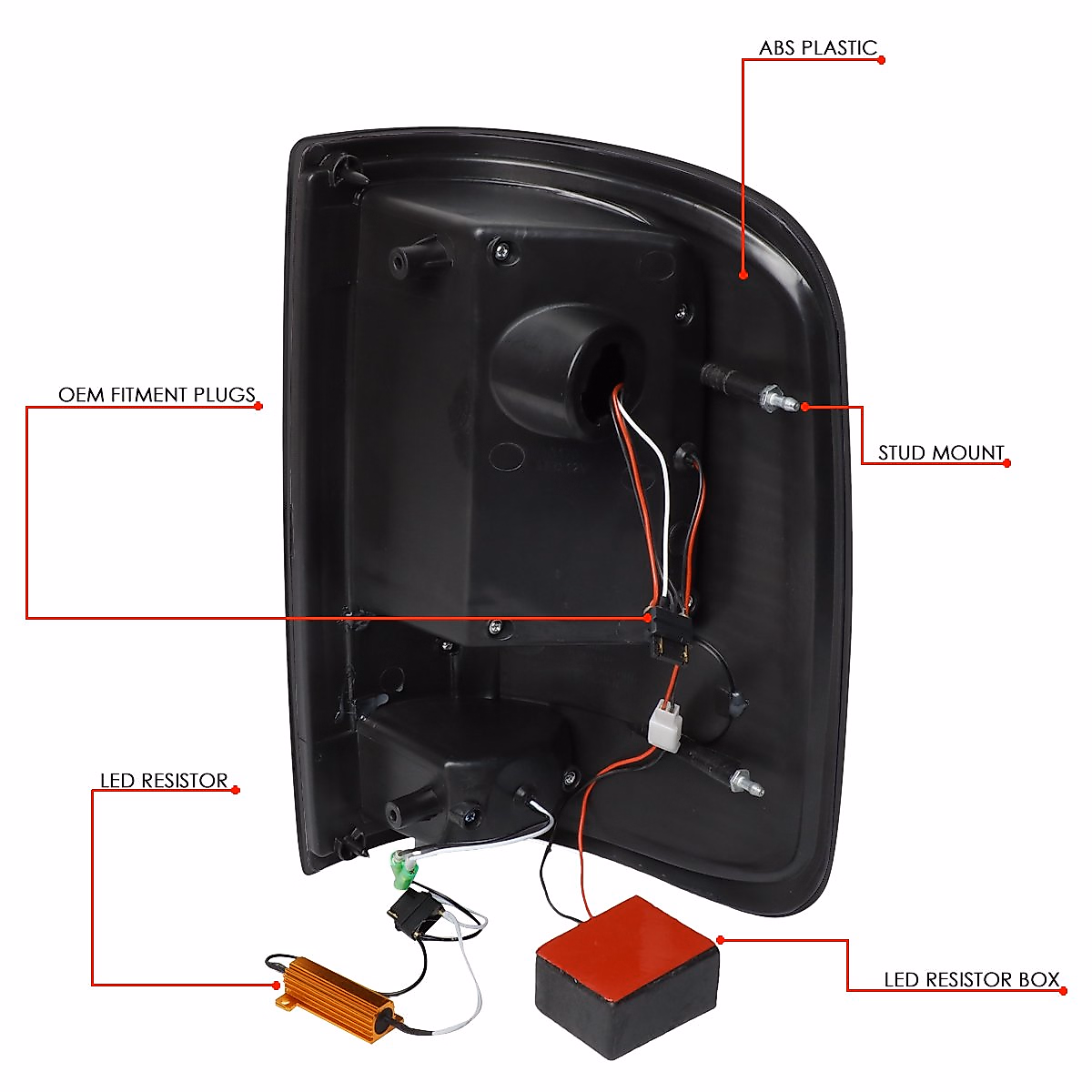 Auto Dynasty Pair of Black Housing Smoke Lens Full LED Tail Lights Brake/Reverse Lamps Compatible with Ford F-150 Lobo 04 05 06 07 08