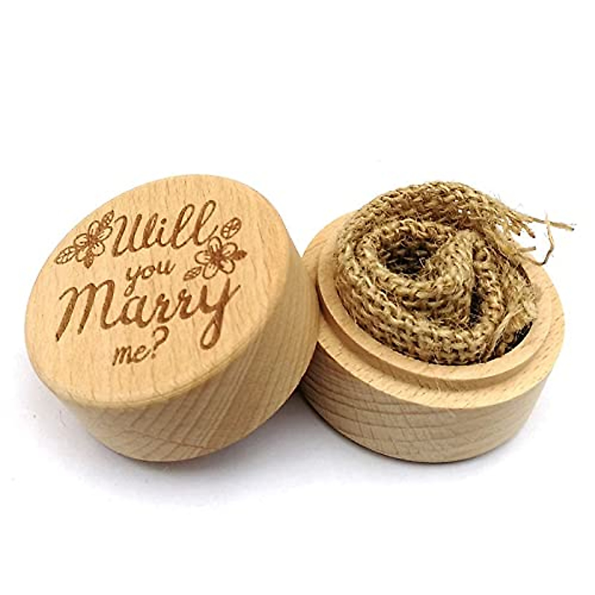 ZZYINH AN207 Personalized Engraving Rustic Wedding Wooden Ring Box Jewelry Trinket Storage Container Holder Custom Will You Marry Me Rings Small Jewelry