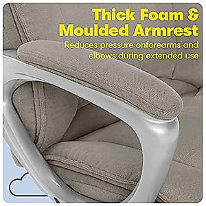 Serta Executive Office Chair Ergonomic Computer Upholstered Layered Body Pillows, Contoured Lumbar Zone, Microfiber, Black Base, Fabric, Grey/Silver