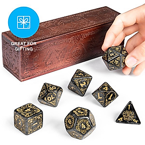 Wiz Dice Titan Dice - Polyhedral Large Dice Set for Tabletop RPG Adventure Games with a Wooden Dice Box - DND Jumbo Dice Set, Suitable for Dungeons and Dragons Dungeon Master