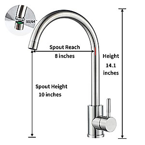 Kohonby Single Handle High Arc Kitchen Faucet Stainless Steel Brushed Nickel,Commercial Single Hole Kitchen Sink Faucet,Modern One Hole Bar Sink Faucet
