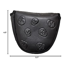 BESSTUUP Durable PU Skull Pattern Golf Mallet Putter Head Cover Club Guard Headcover