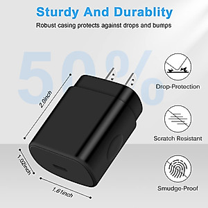 25W Samsung Super Fast Type C Charger Block for Samsung Galaxy A15/A14 5G/A54/S24 Ultra/S23FE/A23/A55/A13/Z Fold 5/A53/A03S/A24/S22 Plus/A25/S21,Pixel 8 Pro 7a 6,10FT Android Phone Fast Charging Cable