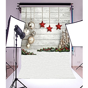 Leyiyi 3x5ft Photography Background Merry Christmas Backdrop Snowflake Sunlight Magic Star Balls Cold Winter Snowcovered Fir Pane White Redberry Needle Happy New Year Photo Portrait Vinyl Studio Prop