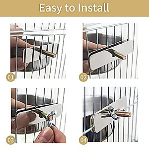 DYaprigo 3 Pack Stainless Steel Bird Feeding Dish Cups, Pet Cage Seed Feeder, Parrot Food Water Bowls with Clamp for Small Animal, Parrot Cockatiel Conure Budgies Parakeet, 3.9 Inch