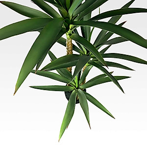 Lambye Artificial Tree, 4.6 Feet Agave Plant with 3 Heads in Plastic Pot, Potted Fake Greenery for Home, Office, Indoor and Outdoor Modern Decoration(2 Pack)