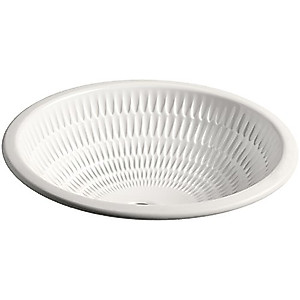 KOHLER K-17889-RL-K8 ARTIST EDITIONS Derring Design on Oval Under-Mount Bathroom Sink, Translucent White
