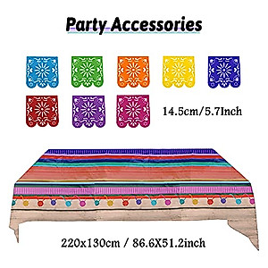 ZERODECO Fiesta Party Decorations Set - Mexican Banners and Table cover, Fiesta Paper Fan and Pompoms, Garlands String and Pennant for Birthday Mexican Cinco De Mayo Coco Themed Party Supplies