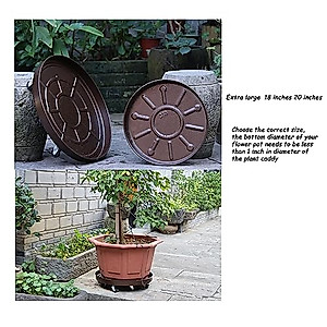 SKAFORZ Plant Caddy 18 Inches,Black Heavy Duty Metal Plant Stand with Lockable Wheels, Support 800 Lbs(8 Wheels) Plants Indoor Outdoor Flowerpot Tray on Casters to Carry Potted Flower Pot