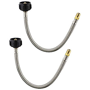 Dumble Low Pressure Regulator Hose, 15in Steel, 2pk - Pigtail Propane Hose for LP Gas Low PSI Regulator Pipe, RV Lines