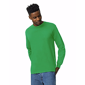 Gildan Men's Ultra Cotton Long Sleeve T-Shirt, Style G2400, Multipack, Irish Green (2-Pack), Large