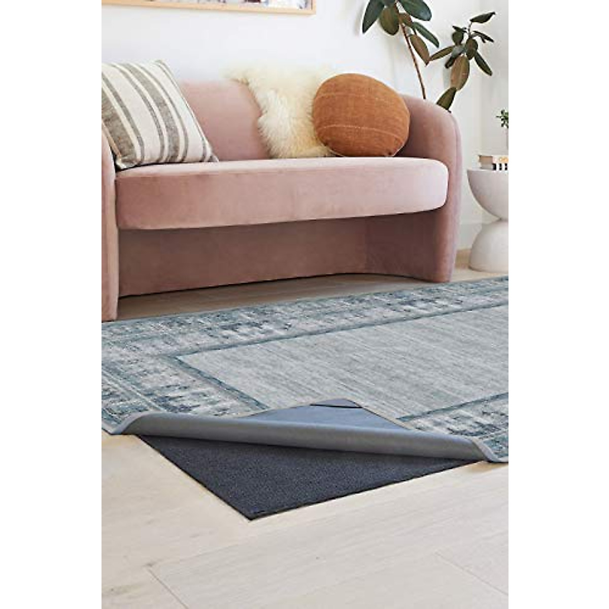 RUGGABLE Zinnia Washable Rug - Perfect Boho Area Rug for Living Room Bedroom Kitchen - Pet & Child Friendly - Stain & Water Resistant - Blue 3'x5' (Standard Pad)
