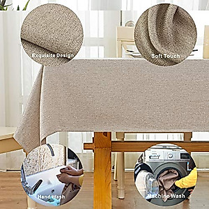 Spring Garden Home Table Protector for Dinning Room Table Heavy Weight Rectangle/Oblong Table Cloth Cover for Kitchen Party Patio Indoor Outdoor, 52x70-Inch, Linen