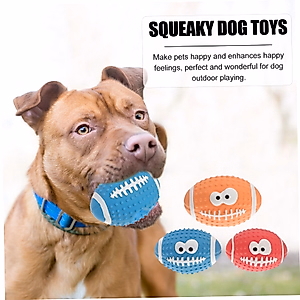 Didiseaon 3pcs Latex Squeaky Rugby Dog Toy Pet Squeaky for Outdoor Play Random Color