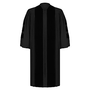 Endea Graduation Deluxe Classic Matte Black Doctoral Gown Academic Regalia Unisex (45 (5'0" - 5'2")) Matte Black