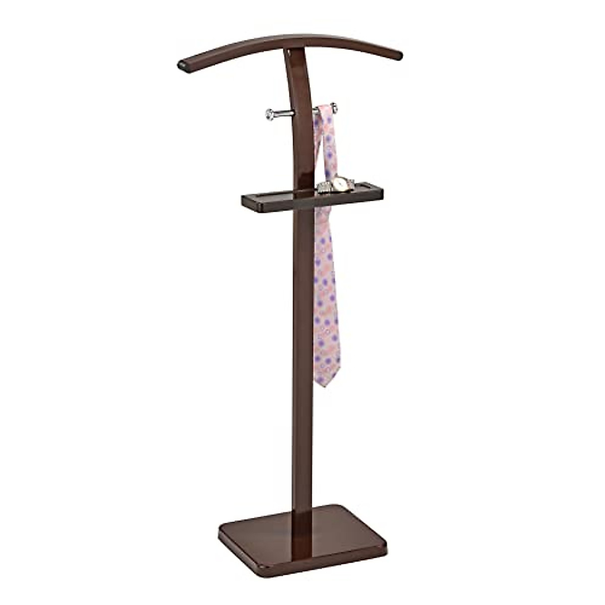 Kings Brand Furniture - Freestanding Clothing Valet Rack Stand, Walnut/Chrome