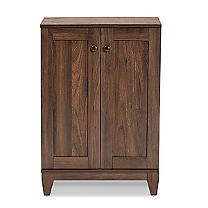 Baxton Studio Nissa Walnut Brown Finished Wood 2-Door Shoe Storage Cabinet