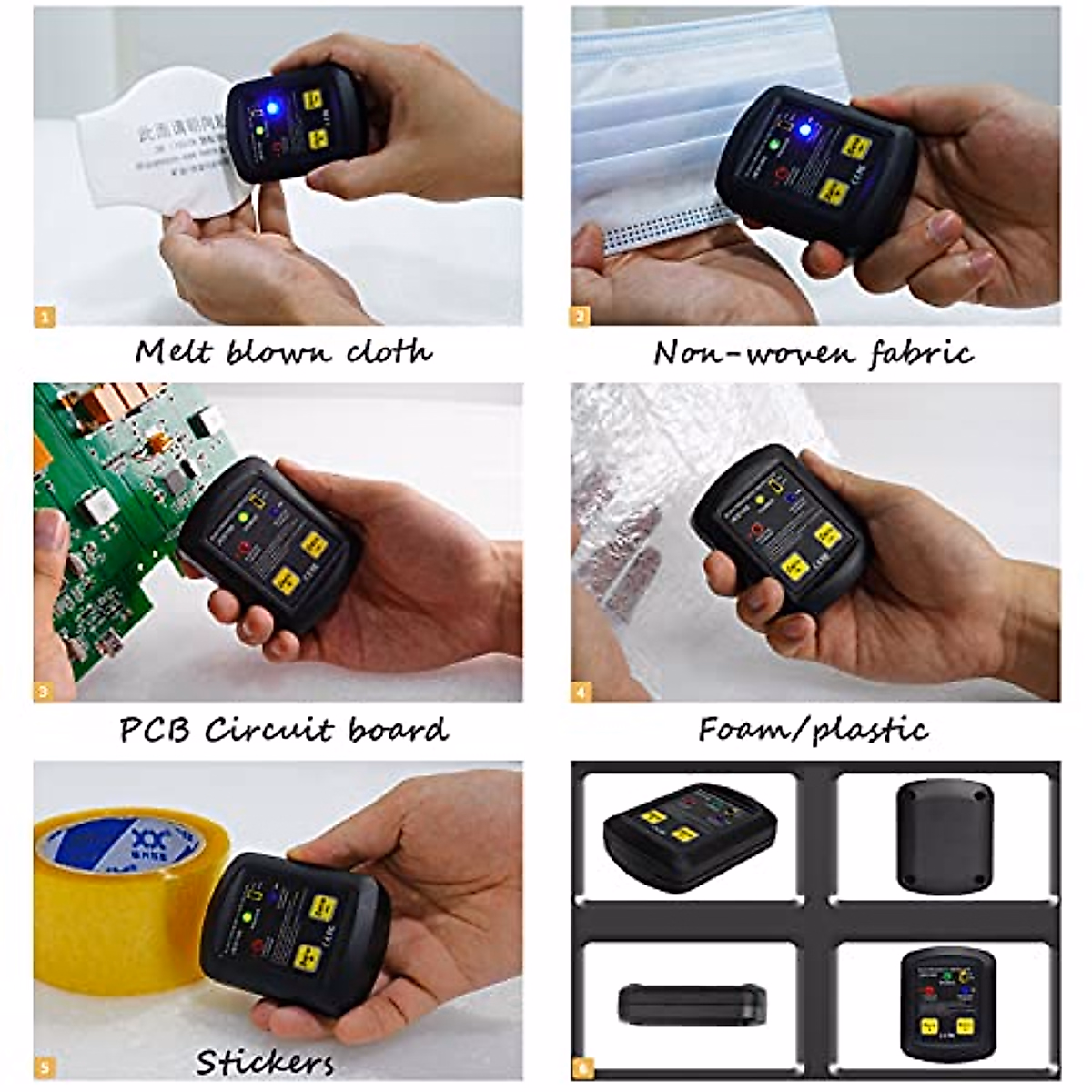 Hand-held Static Meter, Positive & Negative Dual Indicator Tester, 100v-20kv Non-Contact Electrostatic Field Testing Tool for Fiber Yarn Fabric Carpet Board Paper Rubber