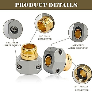 LIULO TOOL Garden Hose Repair Kit, 3 Sets Aluminum Alloy Garden Hose End Mender Kit, Male and Female Garden Water Hose Repair Connector Fittings, Fit 5/8" and 3/4" Garden Hose Connector