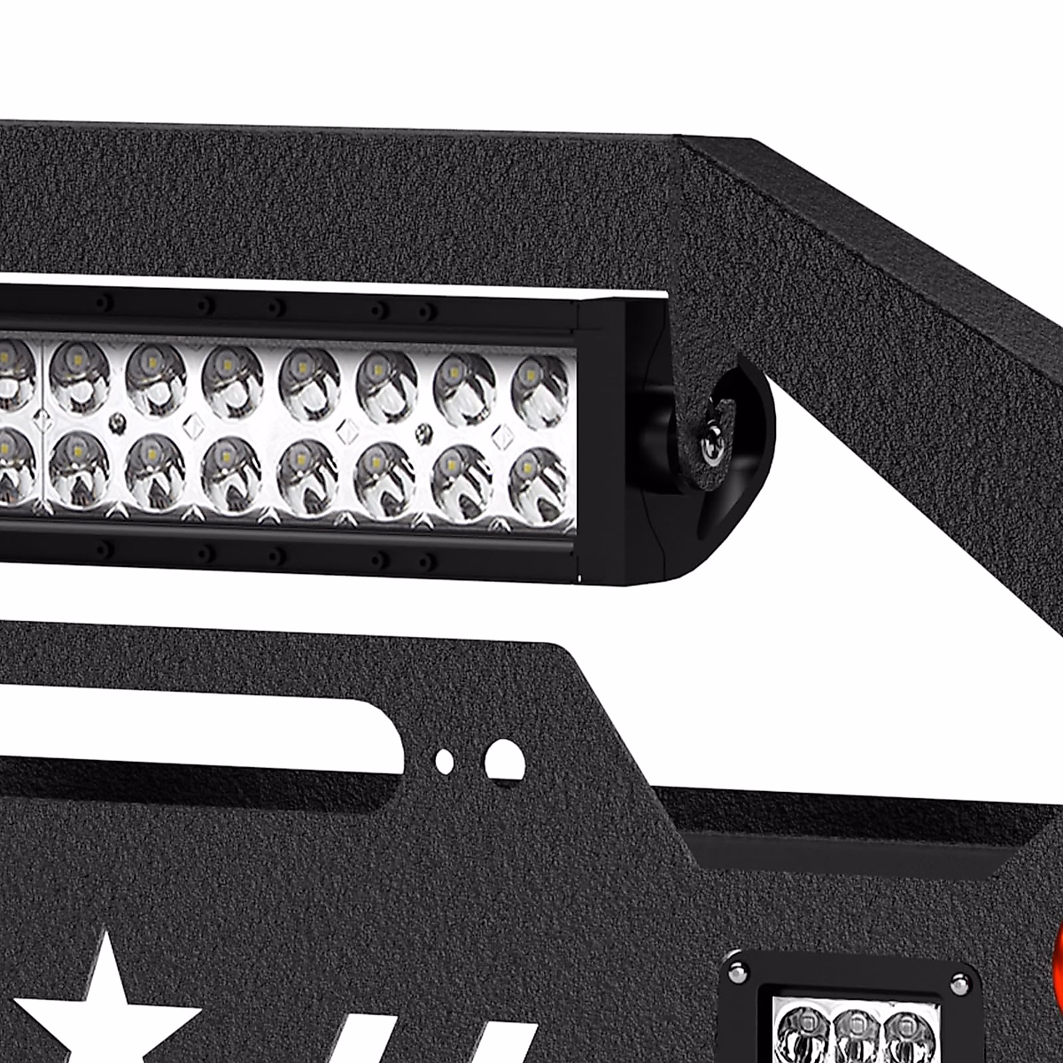 YZONA Off-road Front Bumper Compatible with 1987-2006 Jeep Wrangler TJ YJ LJ Rock Crawler Bumper w/Paintable Armor, Winch Plate, 1 x 312W LED Light, 4 x 18W LED Lights & D-rings, 2/4 Doors (Black)