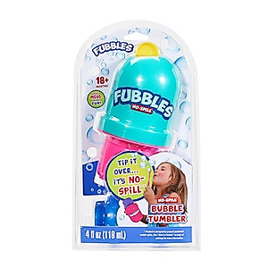 Fubbles Bubbles No-Spill Bubbles Tumbler | Bubble toy for babies toddlers and kids of all ages | Includes 4oz bubble Solution and bubble wand (tumbler colors may vary)