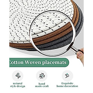 Woven Trivet Placemats Table Mats: Humbson 6Pcs Round Farmhouse Heat Dinner Plate Mat Set - Natural Cotton Rope Placemat Boho Charger Kitchen Hot Pads Pot Holder 11.8 Inch (11.8x11.8)