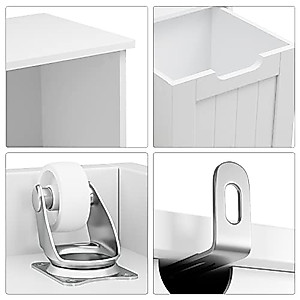 FOTOSOK Toy Storage Organizer with 3 Movable Drawers, Floor Storage Cabinet Toy Chest with Hidden Wheels and 5 Storage Cubbies, Multifunctional Storage Chest for Nursery, Playroom and Bedroom, White