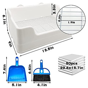 BNOSDM Bunny Litter Box with Grid Dwarf Rabbit Cage Potty Trainer Corner Toilet Small Animal Litter Pan Bedding Box Plastic Detachable Tray for Chinchillas Hedgehogs Ferret Guinea Pigs