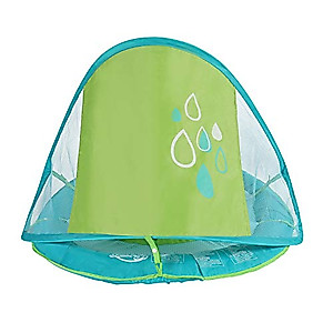 SwimWays Baby Spring Float with Canopy - Inflatable Float for Children with Detached Floating Toys and UPF Sun Protection - Aqua/Green