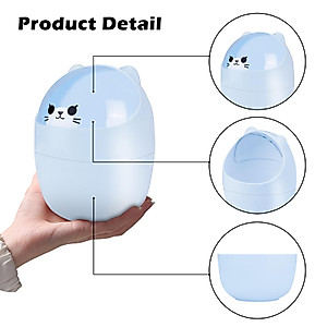 SHAIDOJIO 3 Pack Cute Desktop Trash Can with 180 Trash Bags, Creative Small Garbage Can with Flip Lid, Tiny Countertop Wastebasket for Kids, Kawaii Mini Desk Waste Bin for Bedroom, Bathrooms