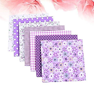 Artibetter Towel Sheets 7pcs Patchwork Fabric Quilting Fabric Squares Cotton Precut Quilt Sewing Floral Fabrics for DIY Craft (Purple) Quilted Fabric