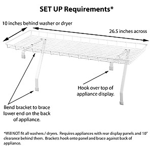 Household Essentials 05100 Rear Display Over-The-Washer Storage Shelf | Organize and Store Laundry Room Supplies | White (Pack of 2)