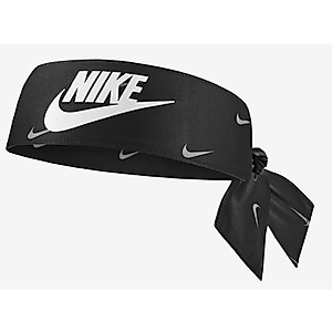 Black / White / Grey Logo Nike Dri-Fit Head Tie Headband