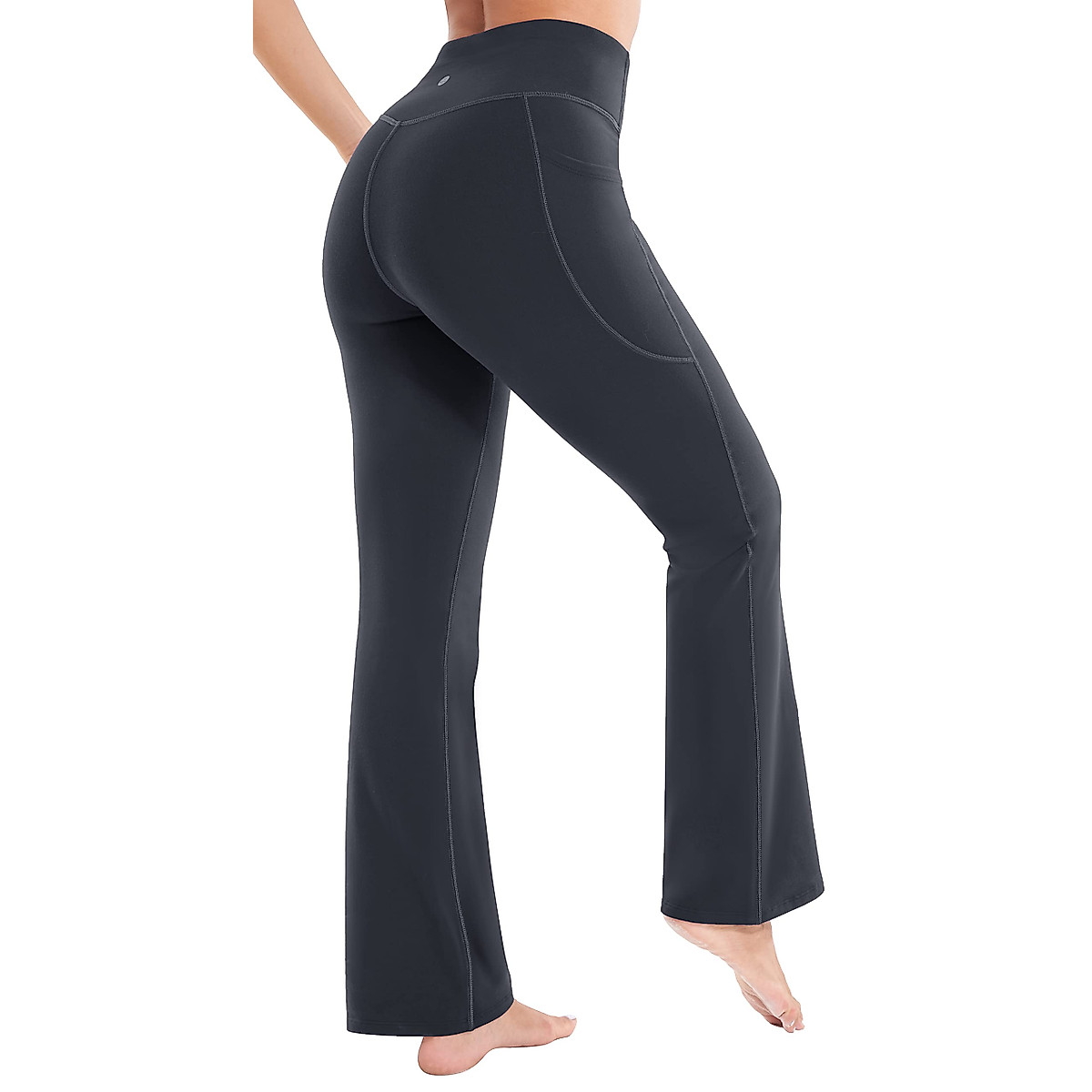 Heathyoga Fleece Lined Pants Women Yoga Pants with Pockets for Women Thermal Pants High Waist Flare Leggings for Winter Black
