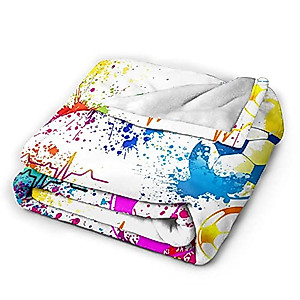 Soccer Blanket Sports Soccer Ball Throw Blanket Ultra Soft Flannel Blanket Gifts for Kids Adults 50"X40"