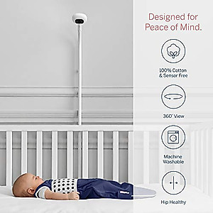 Nanit Breathing Wear Sleeping Bag 100% Cotton Baby Sleep Sack - Works Pro Baby Monitor to Track Breathing Motion Sensor-Free, Real-Time Alerts, Size Medium, 6-12 Months, Midnight Blue