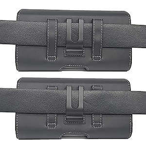 JOLIRSBOX 2 Cell Phone Holster Pouch Leather Case with Belt Clip Holder for iPhone 14 Pro Max, 13 pro max, 12 Pro Max, 11 pro max, XR,X,Xs Max,8 7 6 6S Plus/Galaxy Note 8, Note 9(for Slim/Thin Case)