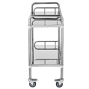 VEVOR 2-Shelf lab cart with Wheels Stainless Steel Rolling cart Lab Cart Utility Cart with high-Polish Stainless Steel 2 Lockable Wheels for Fixing
