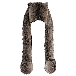 Simplicity Cute Hats Caps Animal Beanie Hats with Scarf and Gloves, Grey Wolf