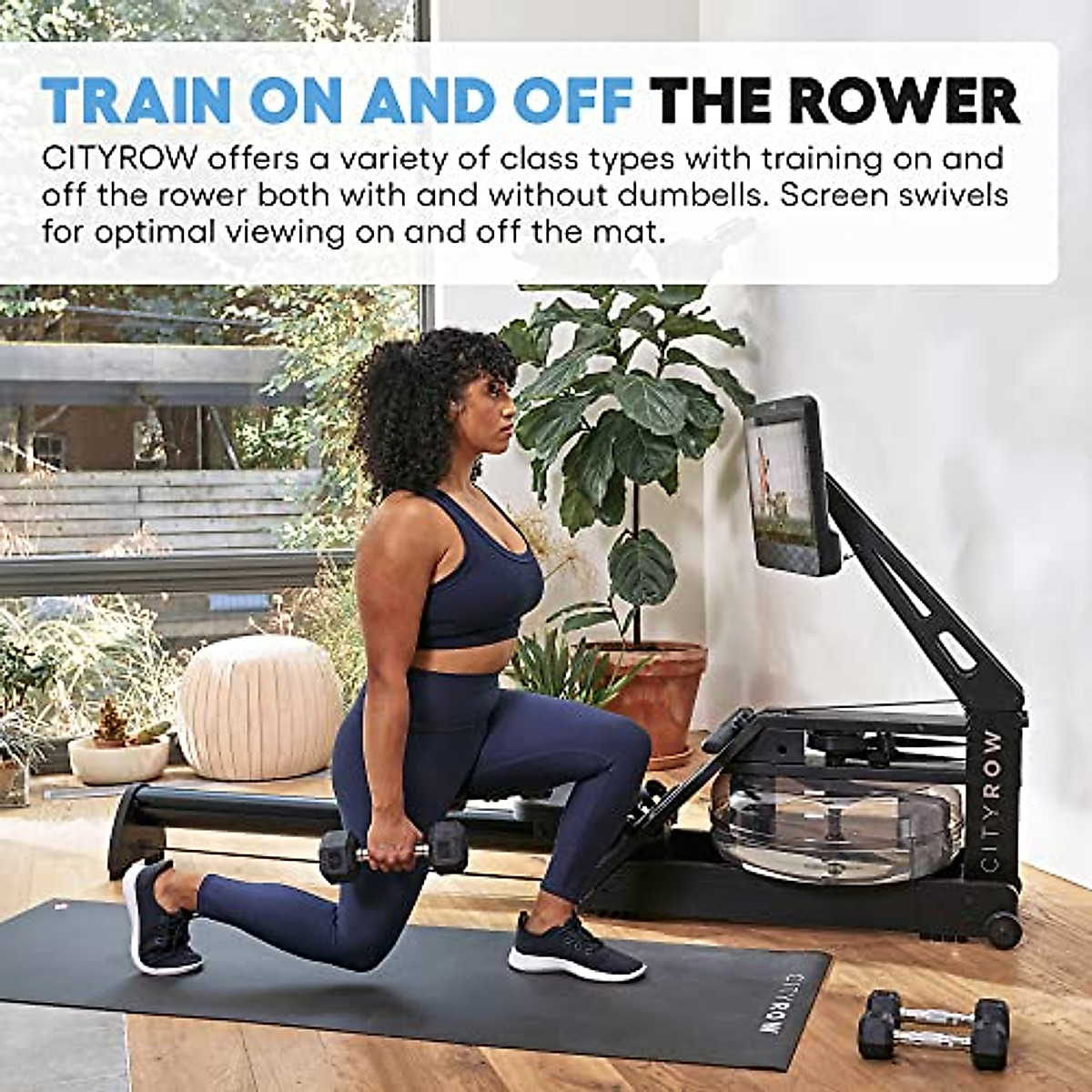 CITYROW Max Rower - Portable Rowing Machine for Home - Gym Quality Exercise Equipment - Low Impact, High Intensity Row Machine for All Fitness Levels - Large HD Touchscreen with Bluetooth Connectivity