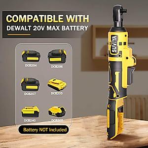 3/8" Cordless Ratchet Wrench Compatible with Dewalt 20V MAX Battery, 45Ft-Lbs Power Ratchet Wrench with 1/4" Adapter, Power Electric Ratchet drive with variable speed (Tool Only)